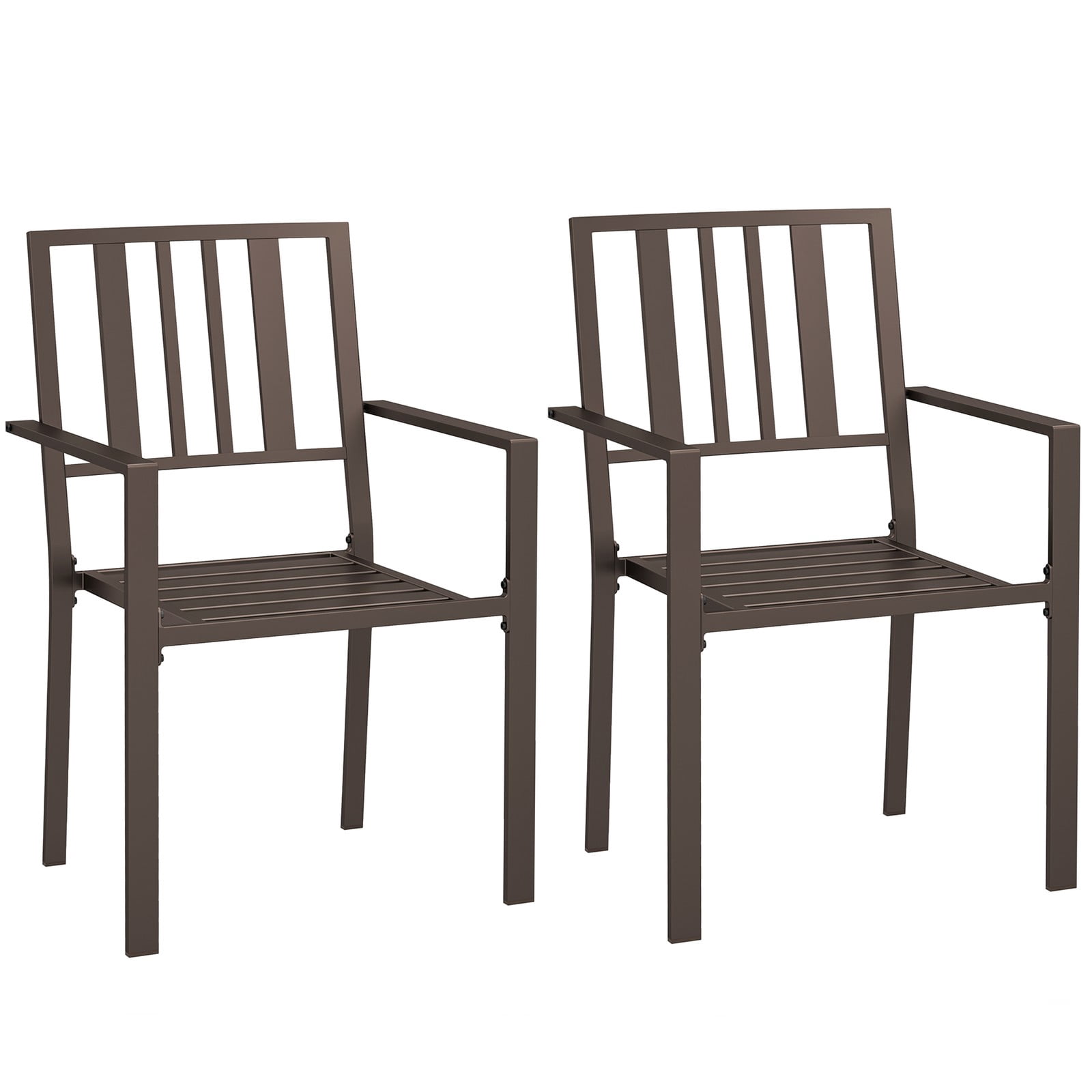 SPITEZ Set of 2 Patio Dining Chairs, Stackable Outdoor Garden Bistro ...
