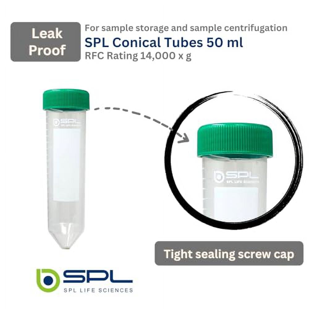 SPL 50ml Conical Centrifuge Tube Polypropylene Screw Cap, Sterile Non ...