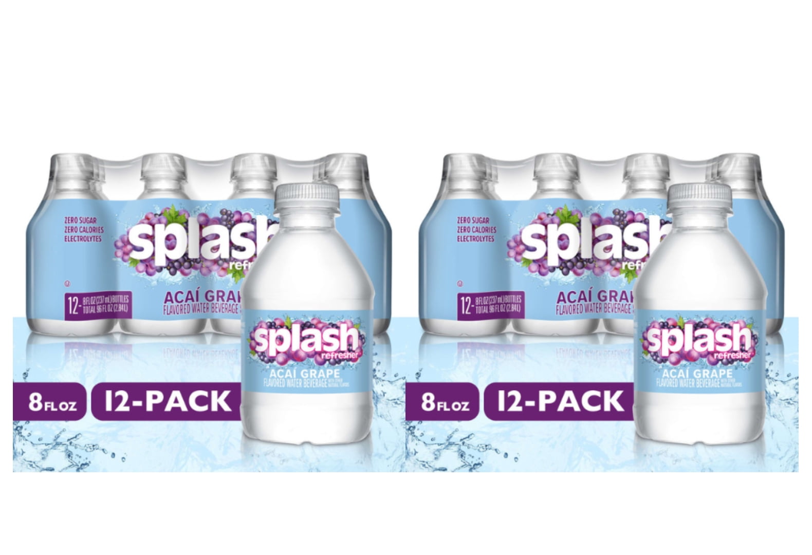 SPLASH Refresher Acai Grape Flavored Water, 8 fl oz Bottles -12 Count ...