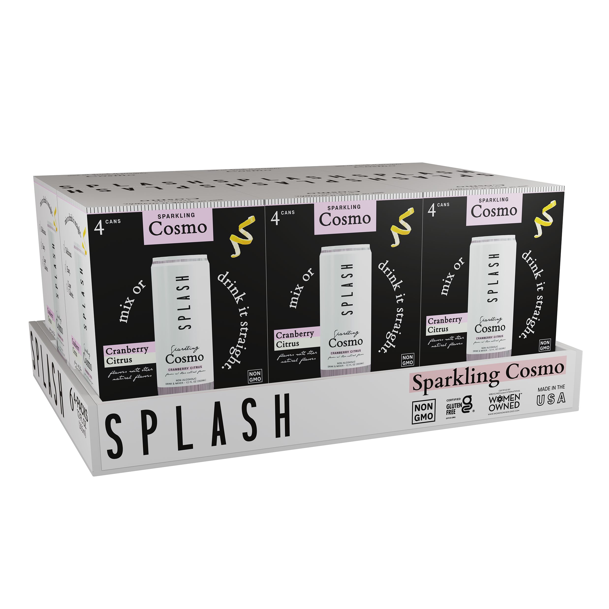 SPLASH Sparkling Cosmo Cocktail Mixer, 12 Fl Oz, (6) 4-Pack (Non ...