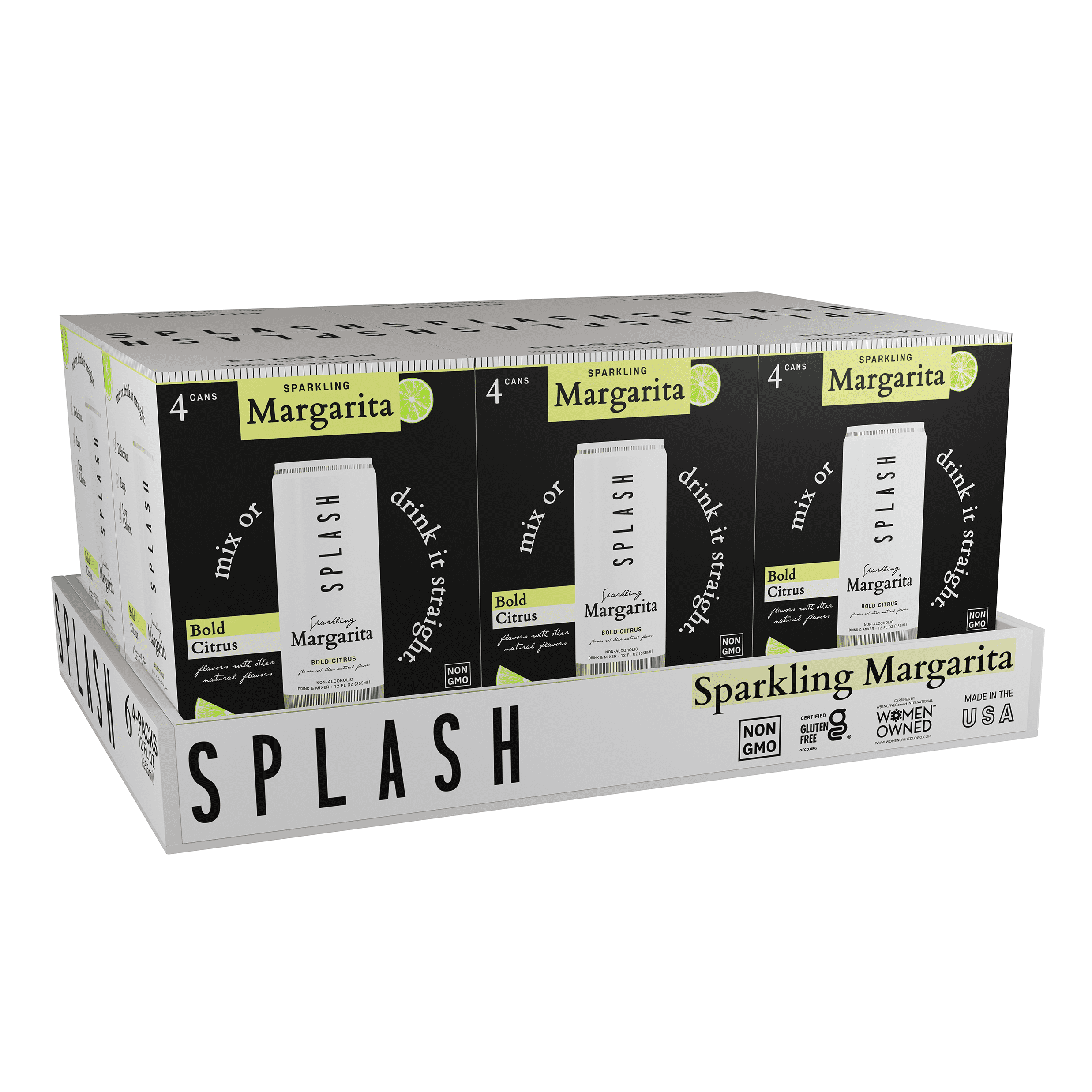 SPLASH Sparkling Margarita Cocktail Mixer, 12 Fl Oz, (6) 4-Packs (Non ...