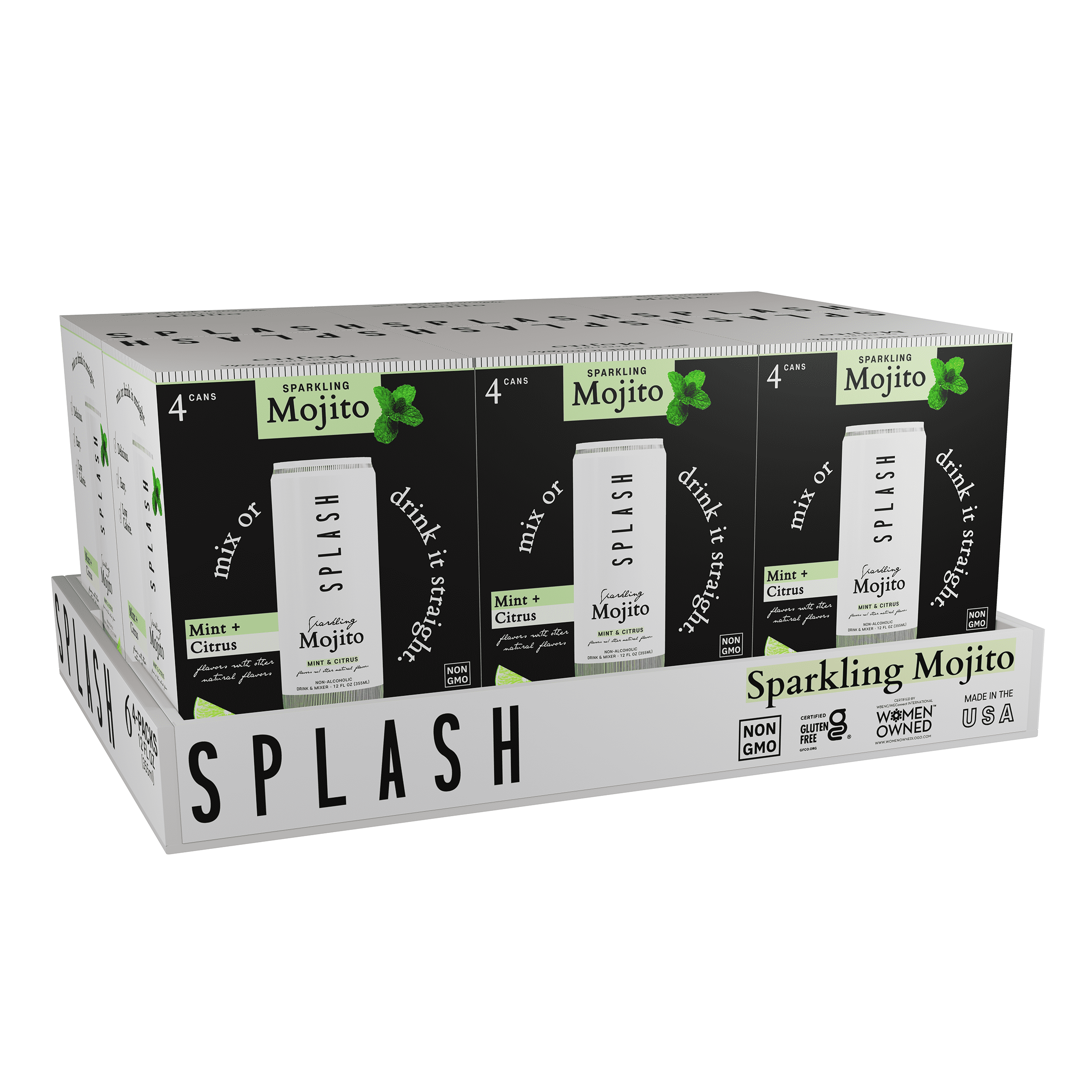 SPLASH Sparkling Mojito Cocktail Mixer, 12 Fl Oz, (6) 4-Pack (Non ...