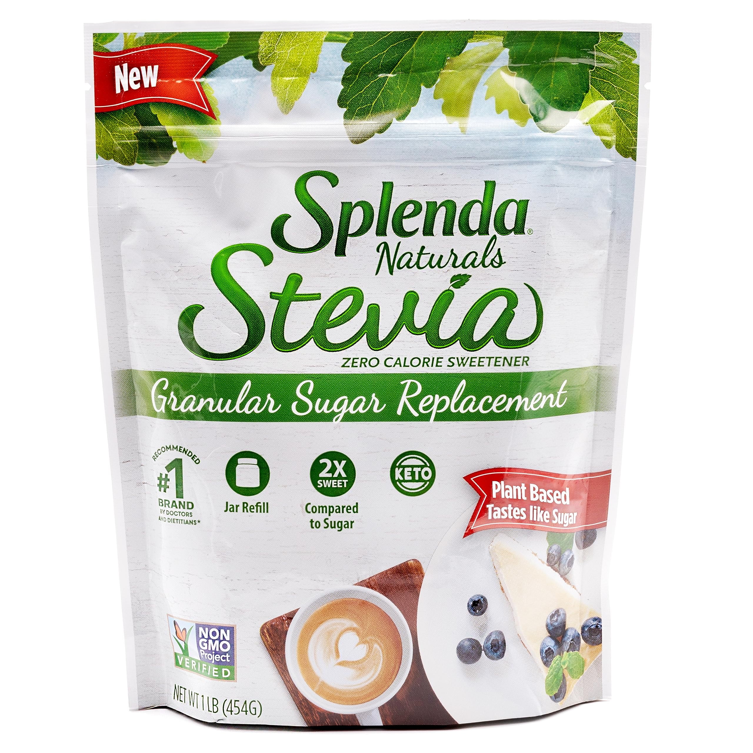 SPLENDA Stevia Zero Calorie BDF32 Sweetener Jar Refill, Plant Based Sugar Substitute Granulated ...
