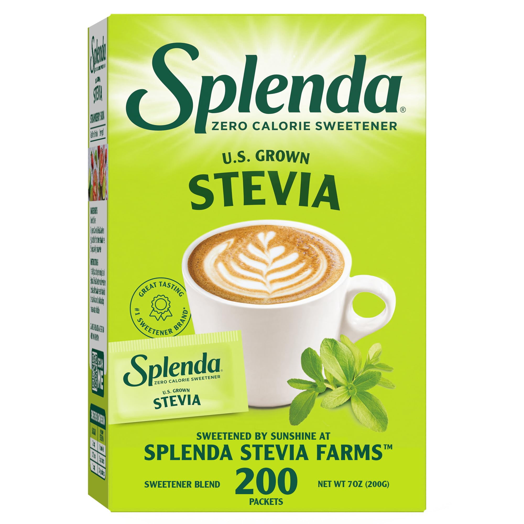 SPLENDA Stevia Zero Calorie Sweetener, Sugar Substitute Packets, 200 ...