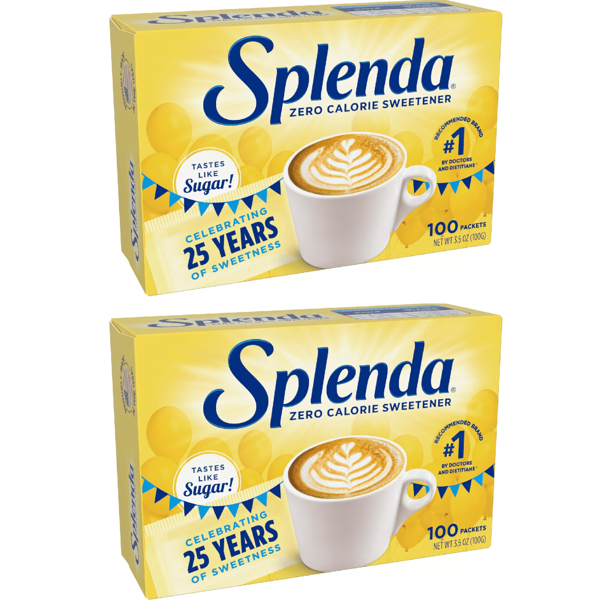 SPLENDA Zero Calorie Sweetener, 100 Count Packets (2 Boxes) 200 Total ...
