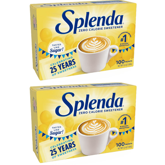 SPLENDA Zero Calorie Sweetener, 100 Count Packets (2 Boxes) 200 Total ...