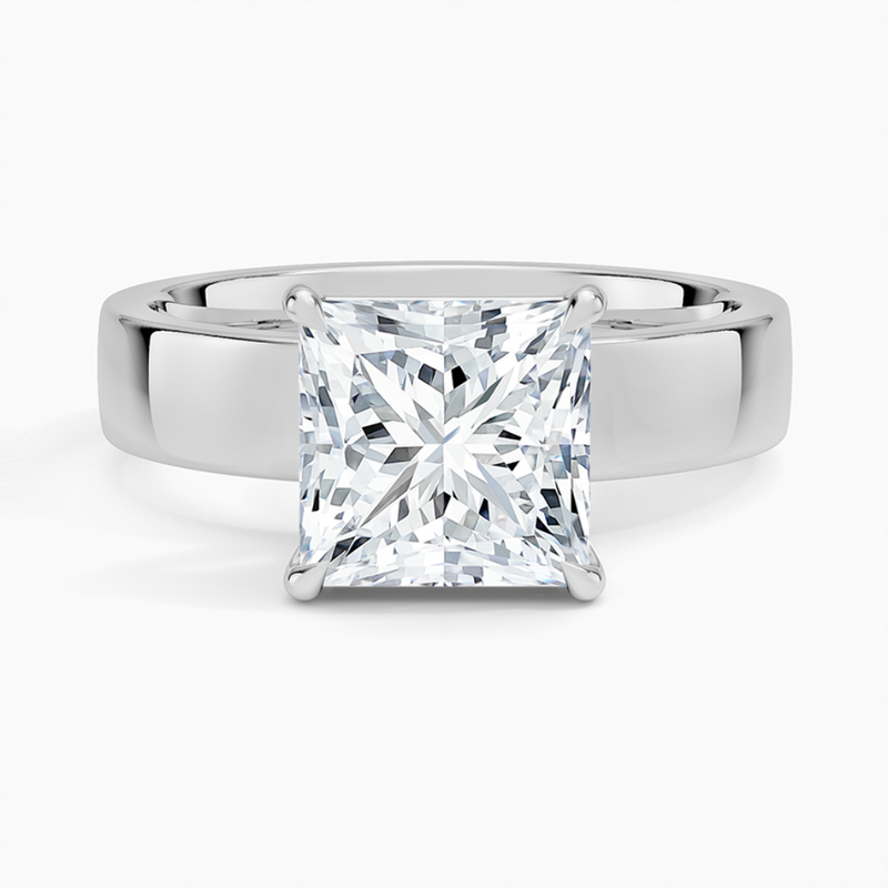 SPLENDID JEWEL 14K White Gold Over Rings - 2 Ct Princess Cut Silver ...