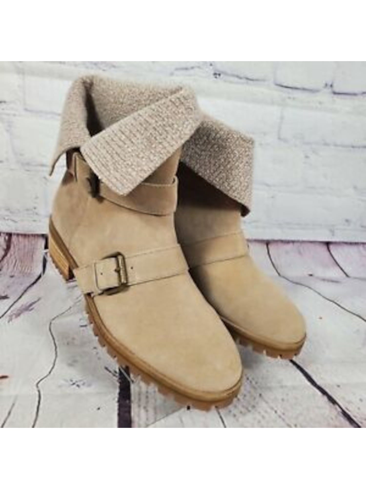 SPLENDID Womens Beige Padded Adjustable Strap Lug Sole Karlyn Round Toe ...