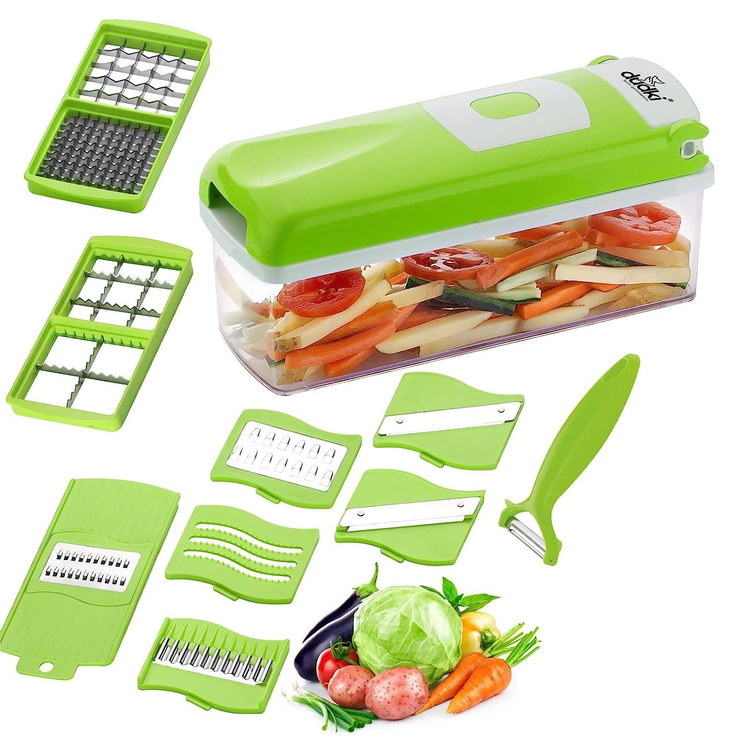 SPLIYA MART Veggie Chopper 12 in 1 Vegetable Cutter Chopper Slicer Dicer Peeler Chipper for ...