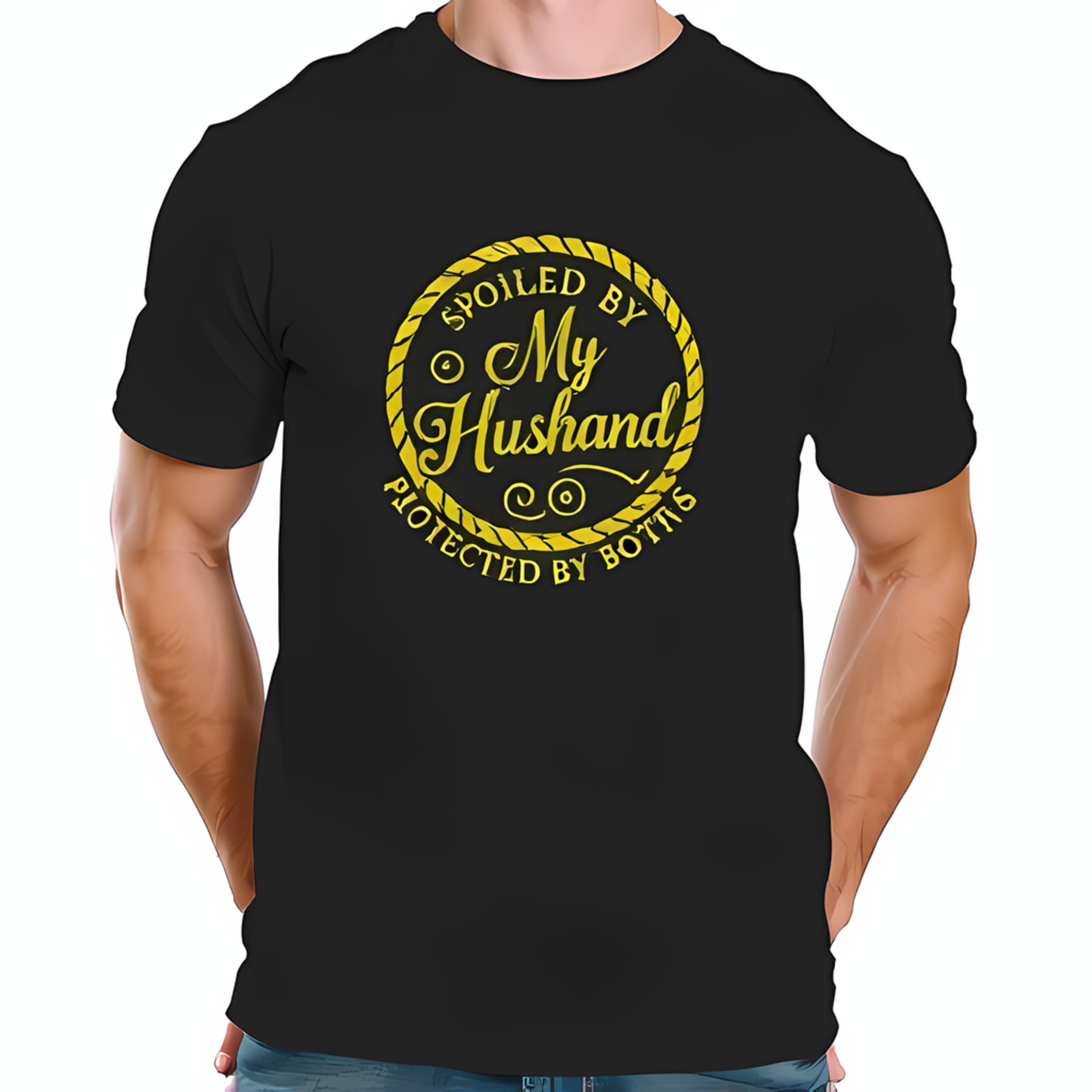 SPOILED BY My Husband Cotton Short Sleeve T-Shirt - Bold Yellow Graphic ...