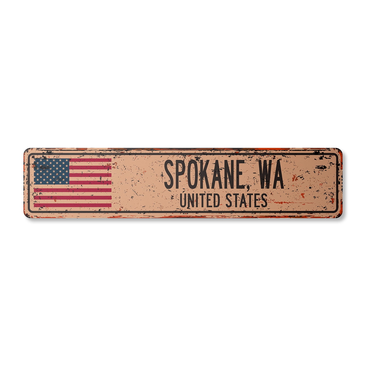 SPOKANE WA UNITED STATES Vintage Aluminum Street Sign American flag ...
