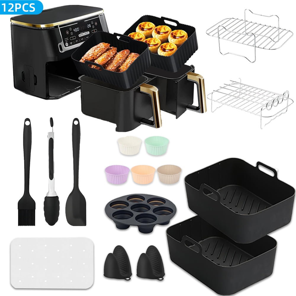 SPOKKI 12Pcs Silicone Air Fryer Accessories,for Ninja Dual Air Fryer ...