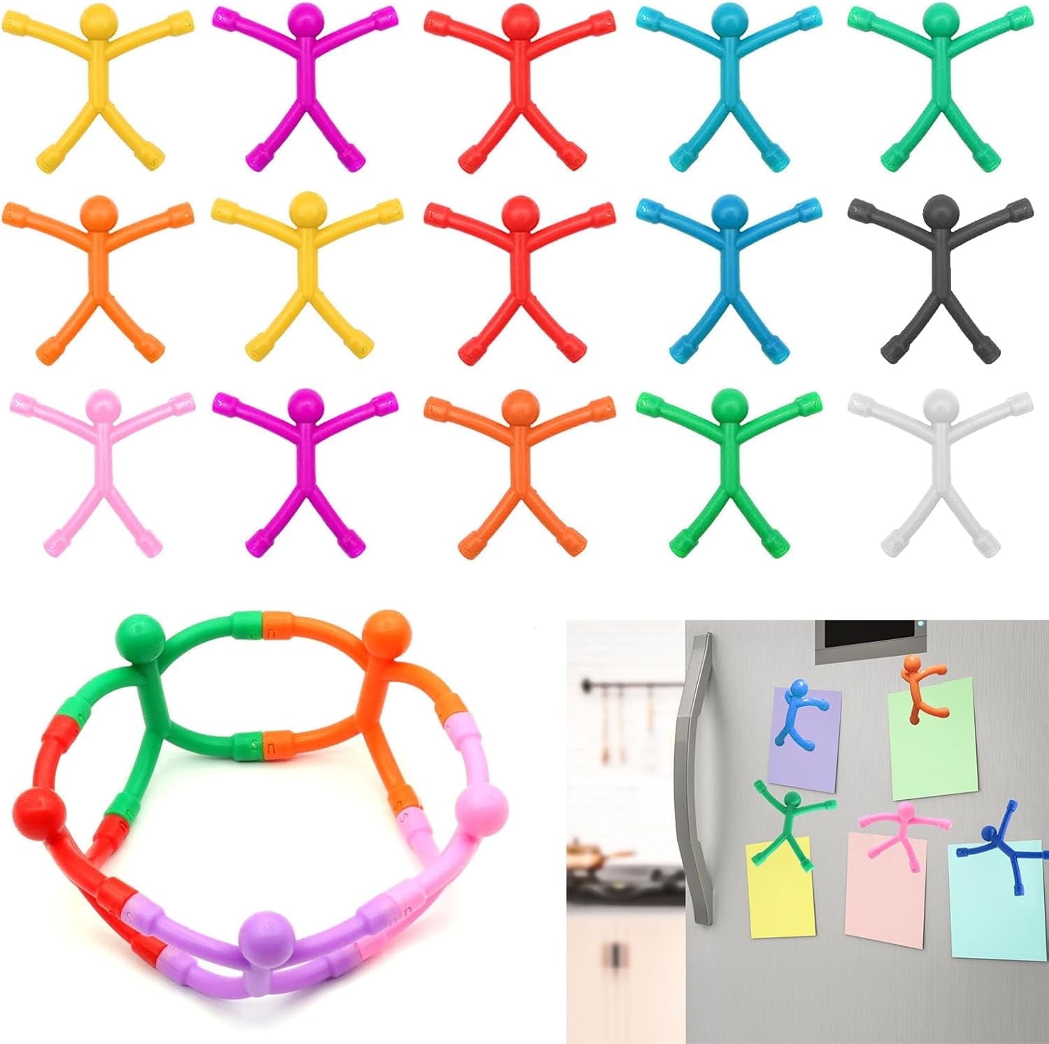 SPOKKI 18PCS Small Fun Fridge Magnets Men,Colorful Mini Magnet People ...