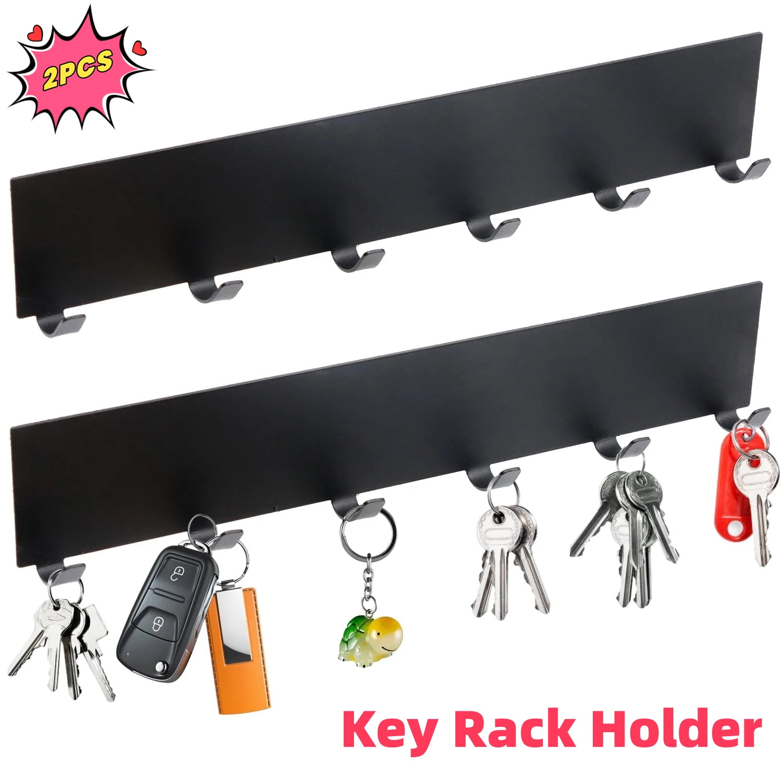 SPOKKI 2 PCS Key Rack Holder for Wall with 12 Key Hooks Wall Mounted ...