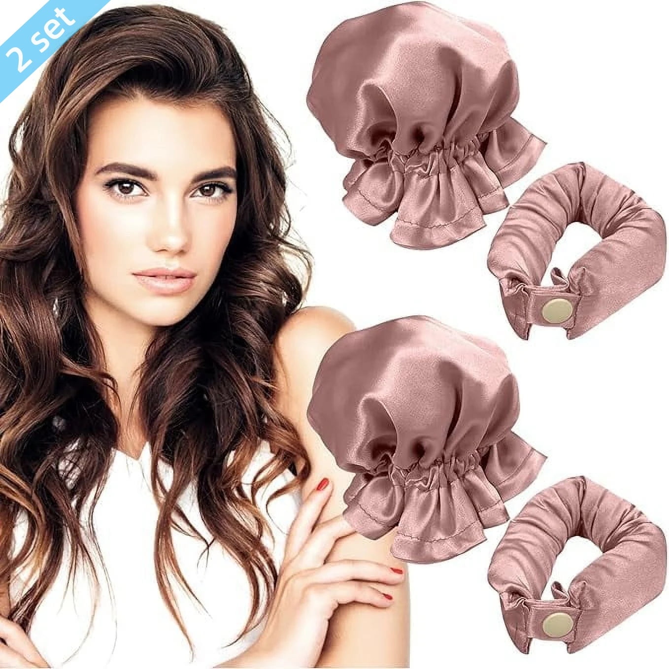 SPOKKI 2-Pack Heatless Hair Curler Set – Overnight Curling Headband ...