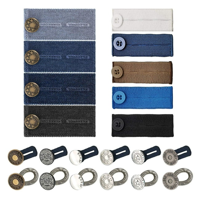 SPOKKI 21 Pcs Waistband Extenders, Blue Button Fabric Waist Extenders ...