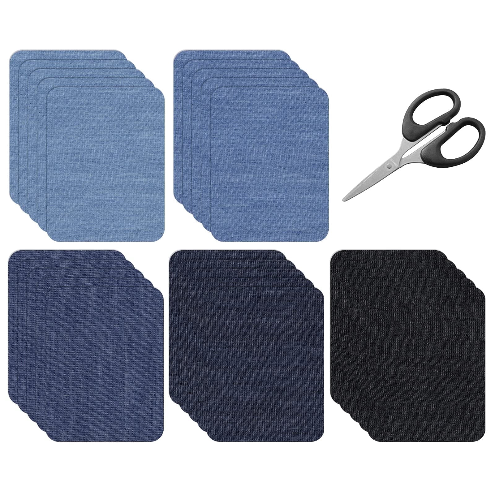SPOKKI 26 Pcs Iron-on Patches, Blue Black Denim Fabric Patch, Iron-on ...
