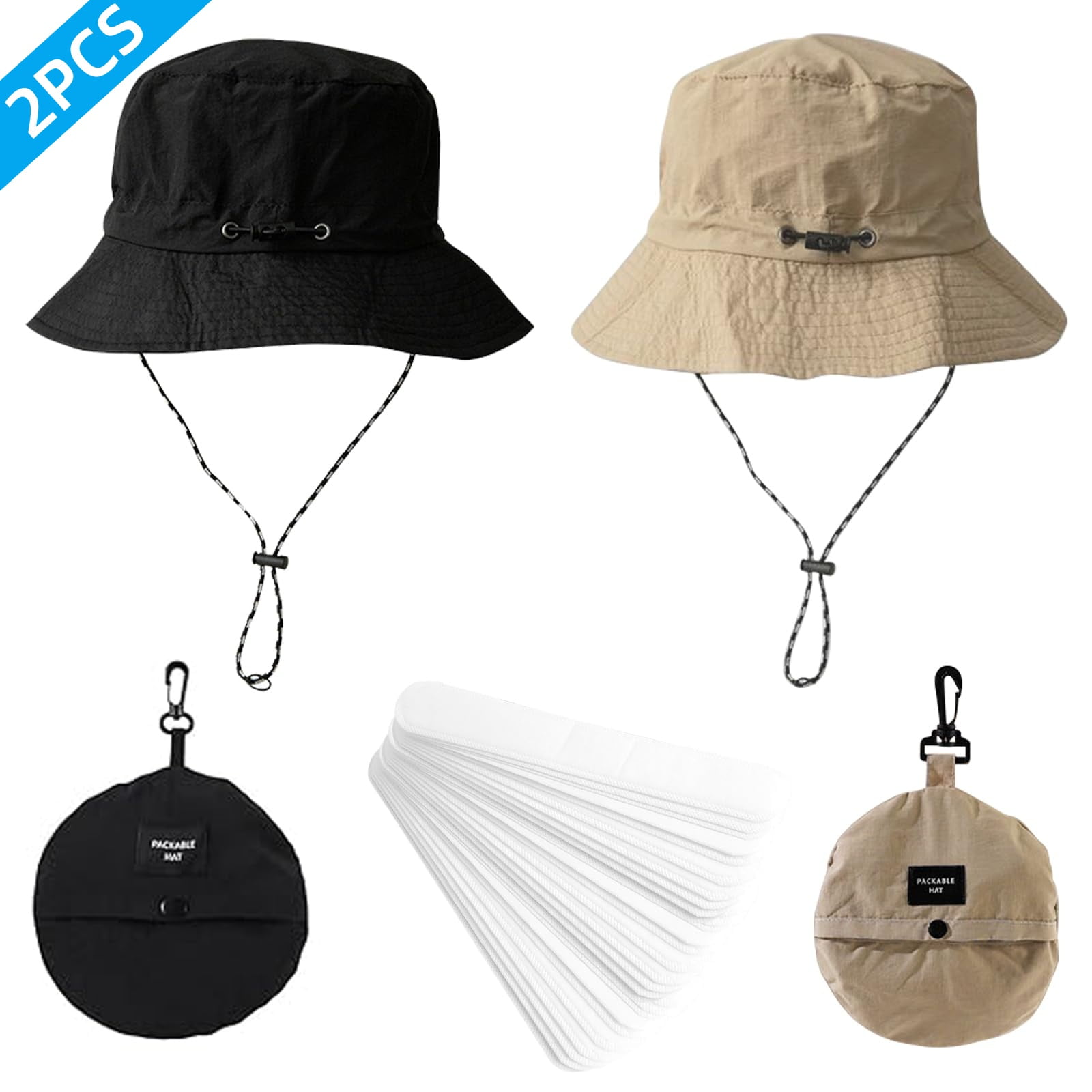 SPOKKI 2Pcs Outdoor Sun Hats Breathable UPF 50+ Bucket Hat forMen Women ...