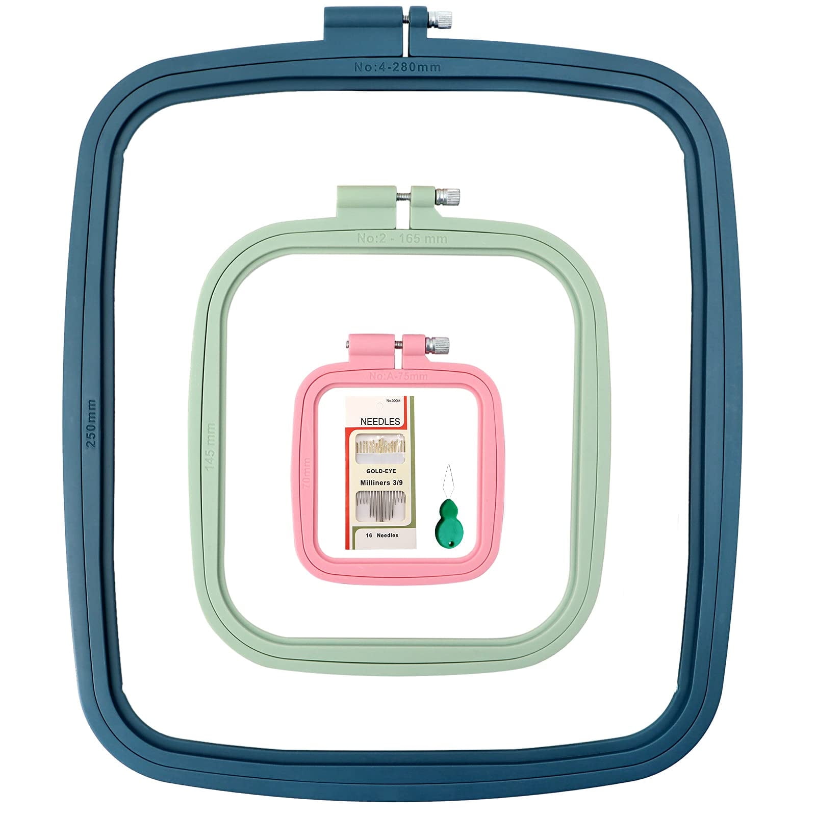 SPOKKI 3Pcs 3 Size Square Embroidery Hoops, ABS Plastic Embroidery ...