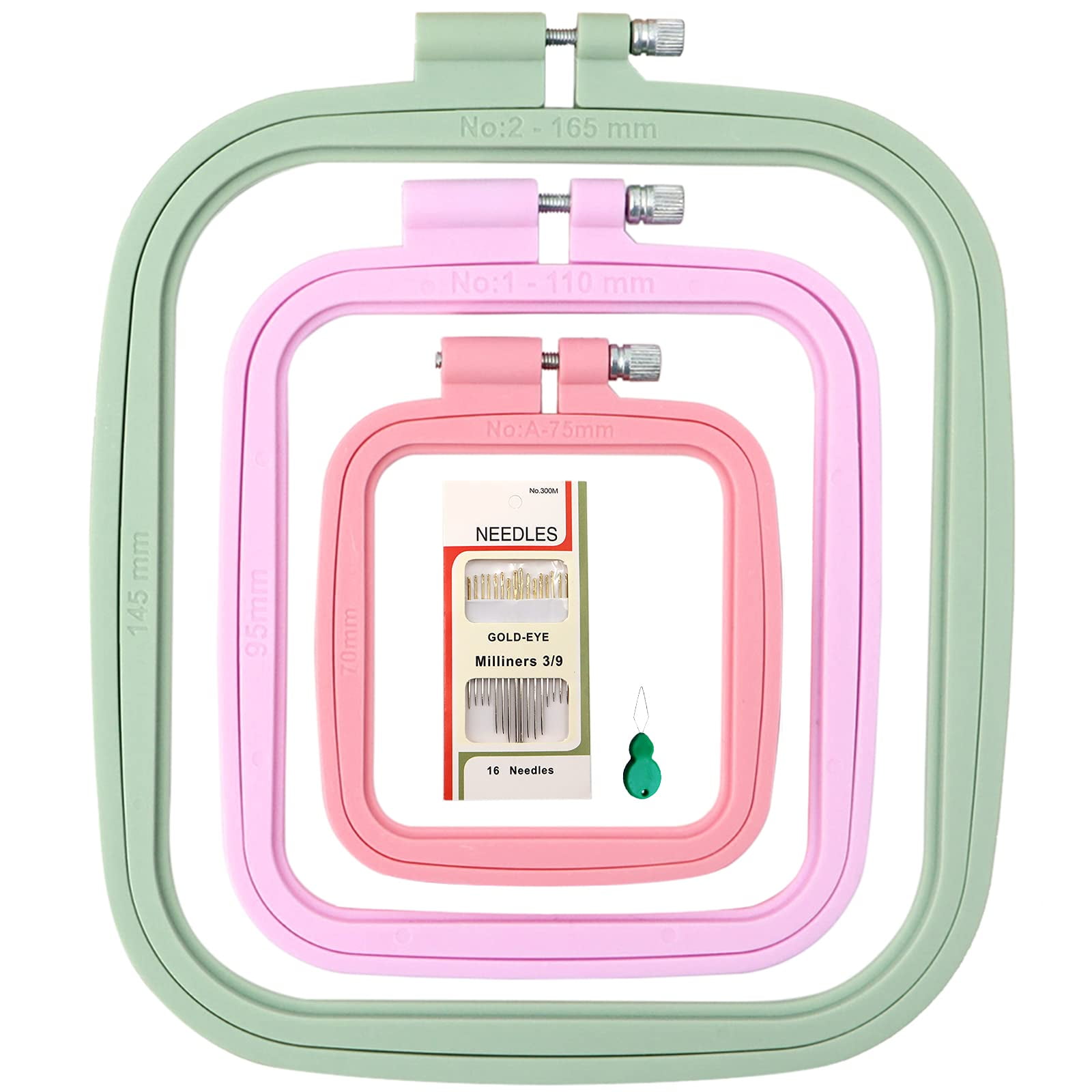 SPOKKI 3Pcs 3 Size Square Embroidery Hoops, ABS Plastic Embroidery ...