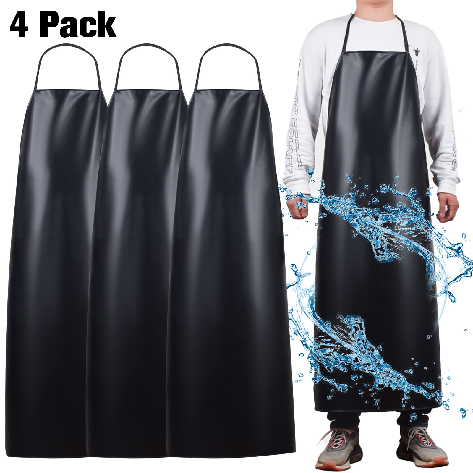SPOKKI 4 Pack Waterproof Rubber Vinyl Apron 43" Heavy Duty Lab Apron ...