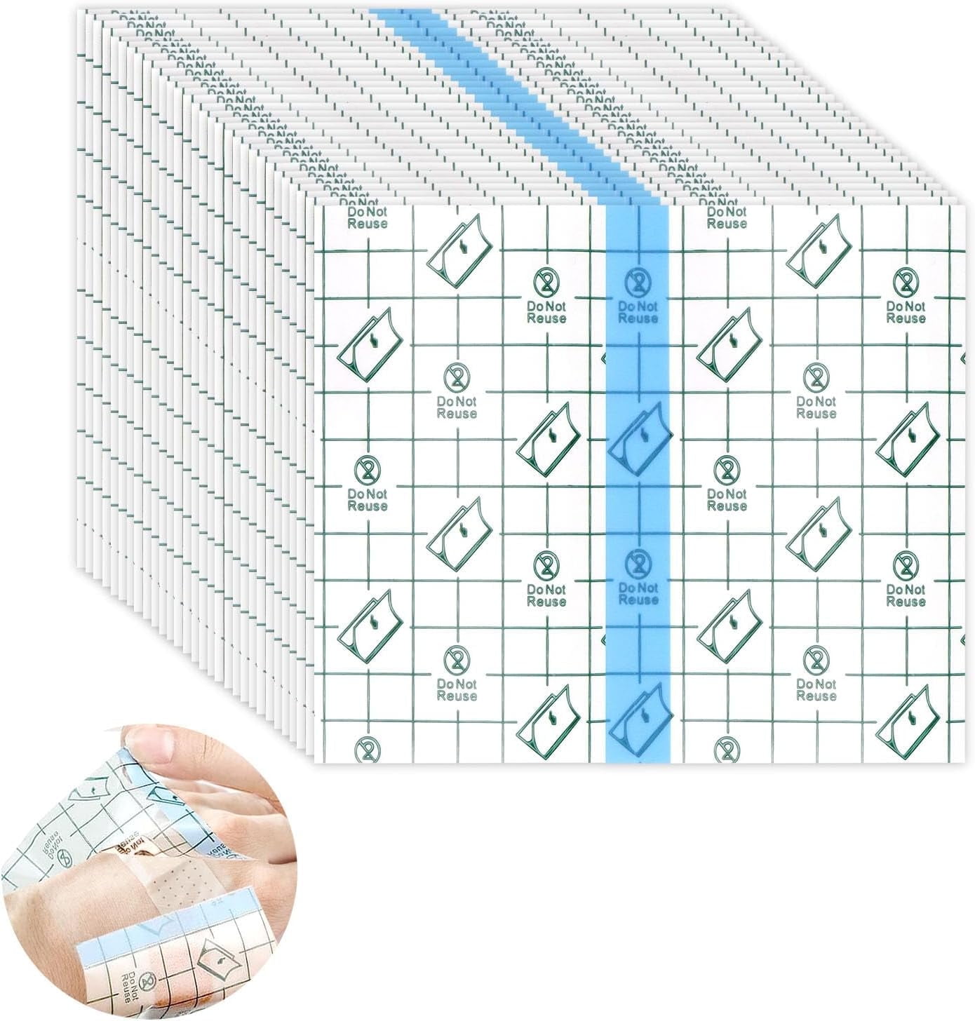 SPOKKI 60 Pcs Waterproof Bandage Cover Transparent Adhesive Stretch ...