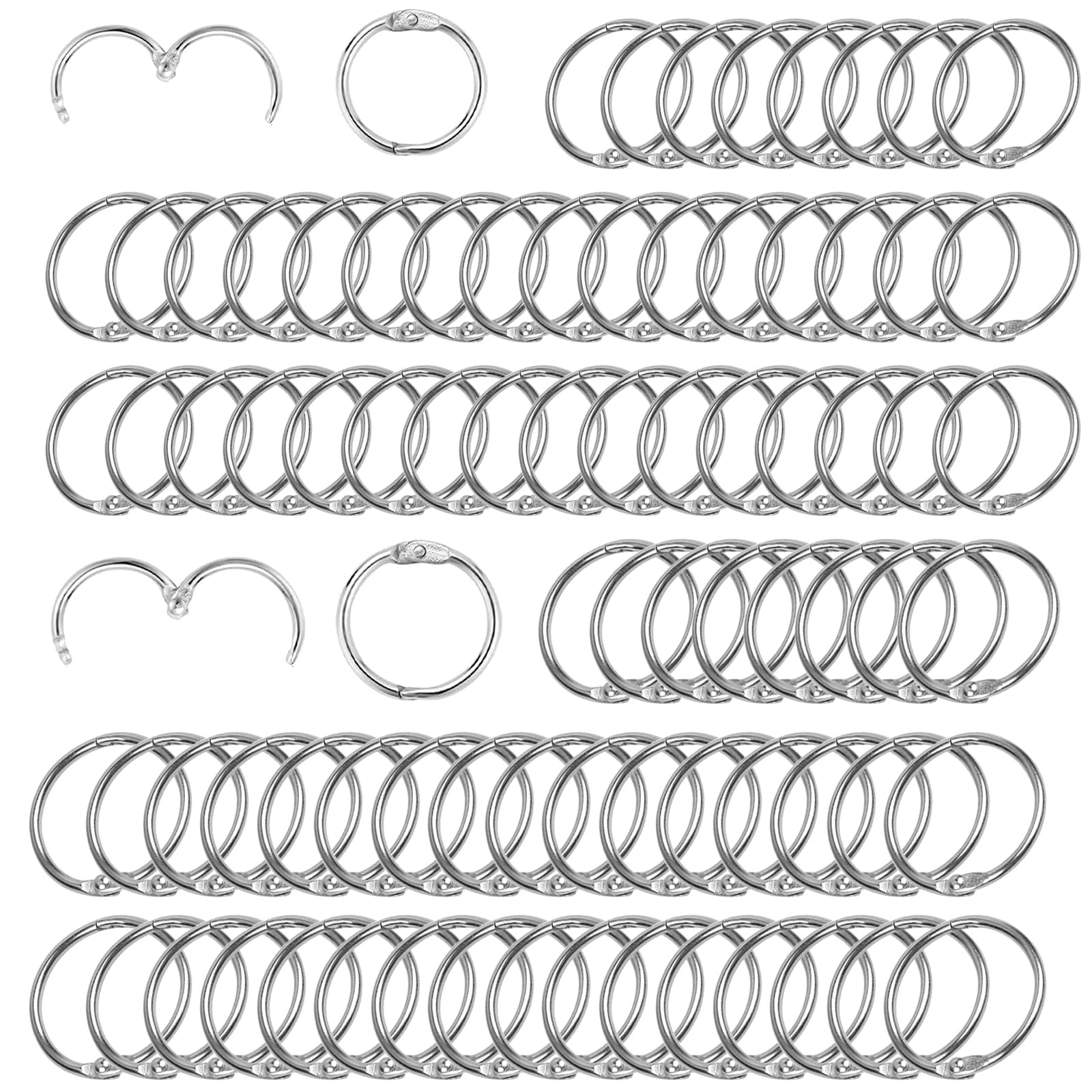 SPOKKI 80-Count Nickel-Plated Office Book Rings with Flashcard Rings ...