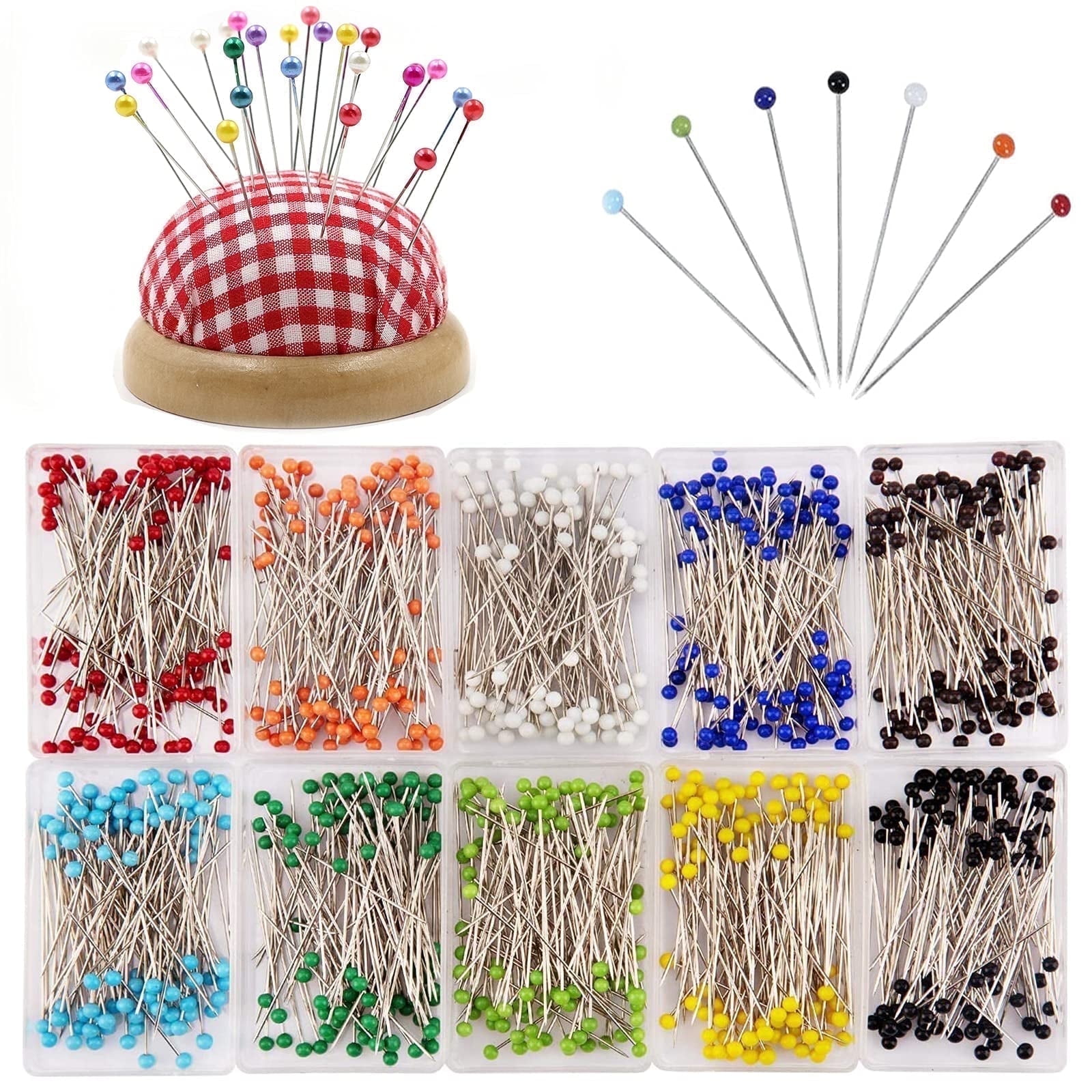 GIRACOA Glass Head Sewing Pins, 3 mm Ball, 38 mm Long, 1000 Count ...