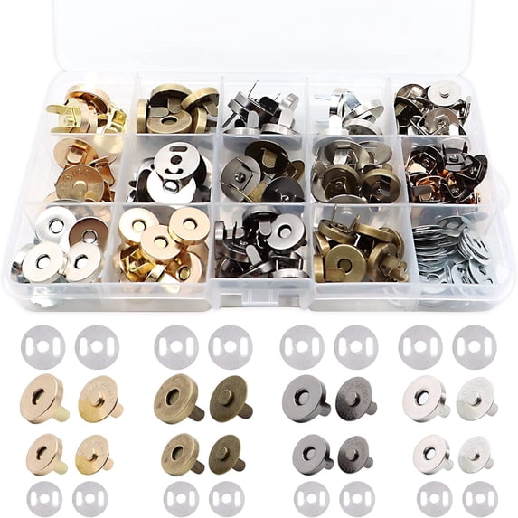 SPOKKI Magnetic Snap Buttons, 60 Pieces Sewing Fasteners, 14mm and 18mm ...
