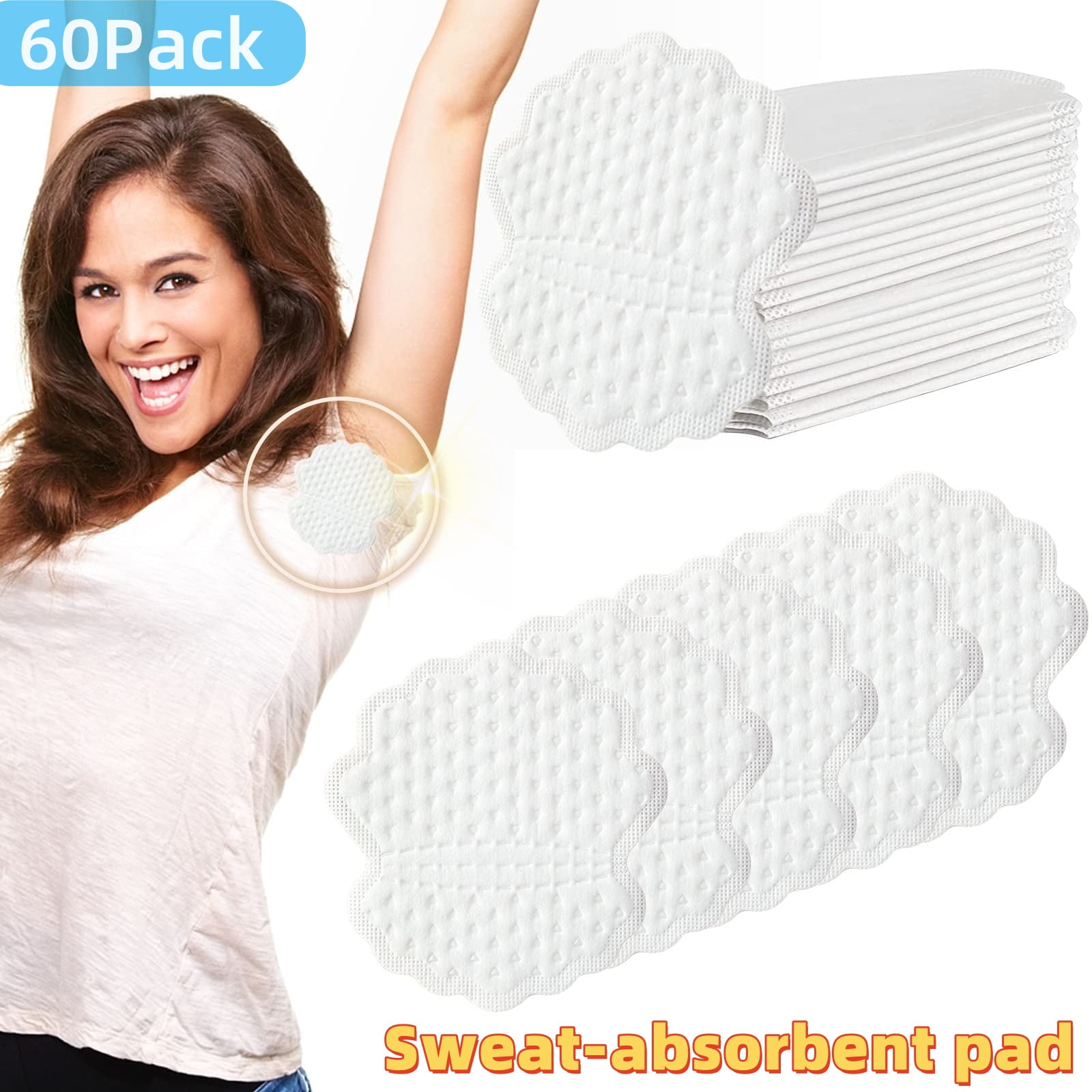 SPOKKI 60Pack Underarm Armpit Sweat-absorbent pad, Self-adhesive, Large ...