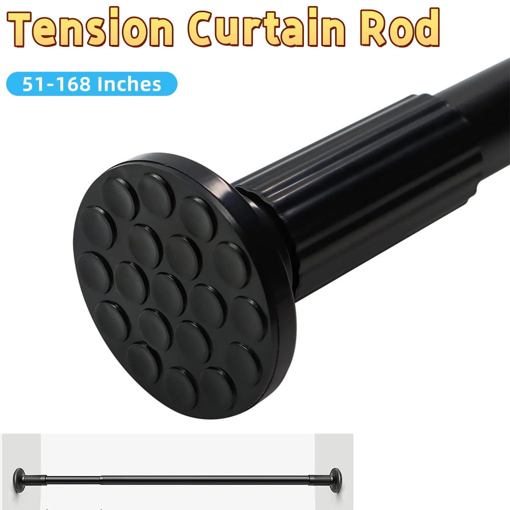 SPOKKI Tension Curtain Rod, 51-168 Inches Adjustable Closet Tension Rod ...