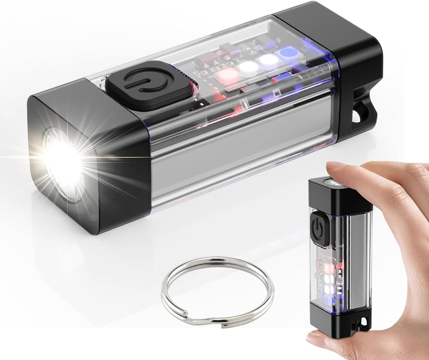 SPOMOX Mini EDC Flashlight Rechargeable with Keychain, Super Bright 700 ...