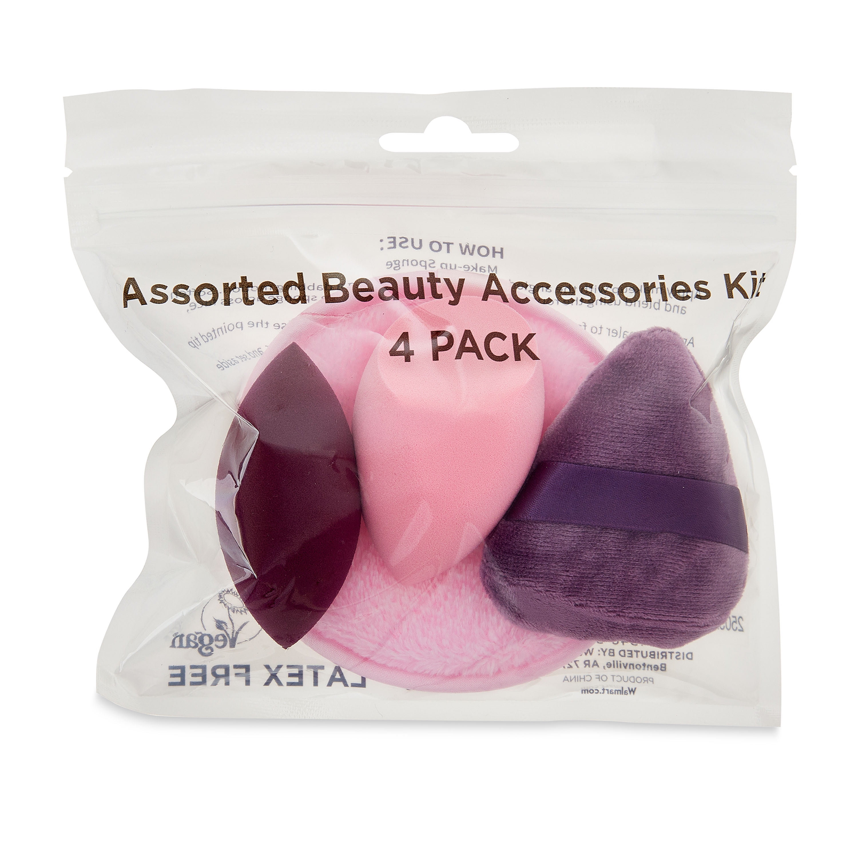 Walmart Beauty Make-up Sponge Accessories Kit, 4 Assorted Sponges in ...