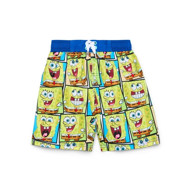SpongeBob SquarePants Boys’ Print Swim Shorts, Sizes 4-12 - Walmart.com