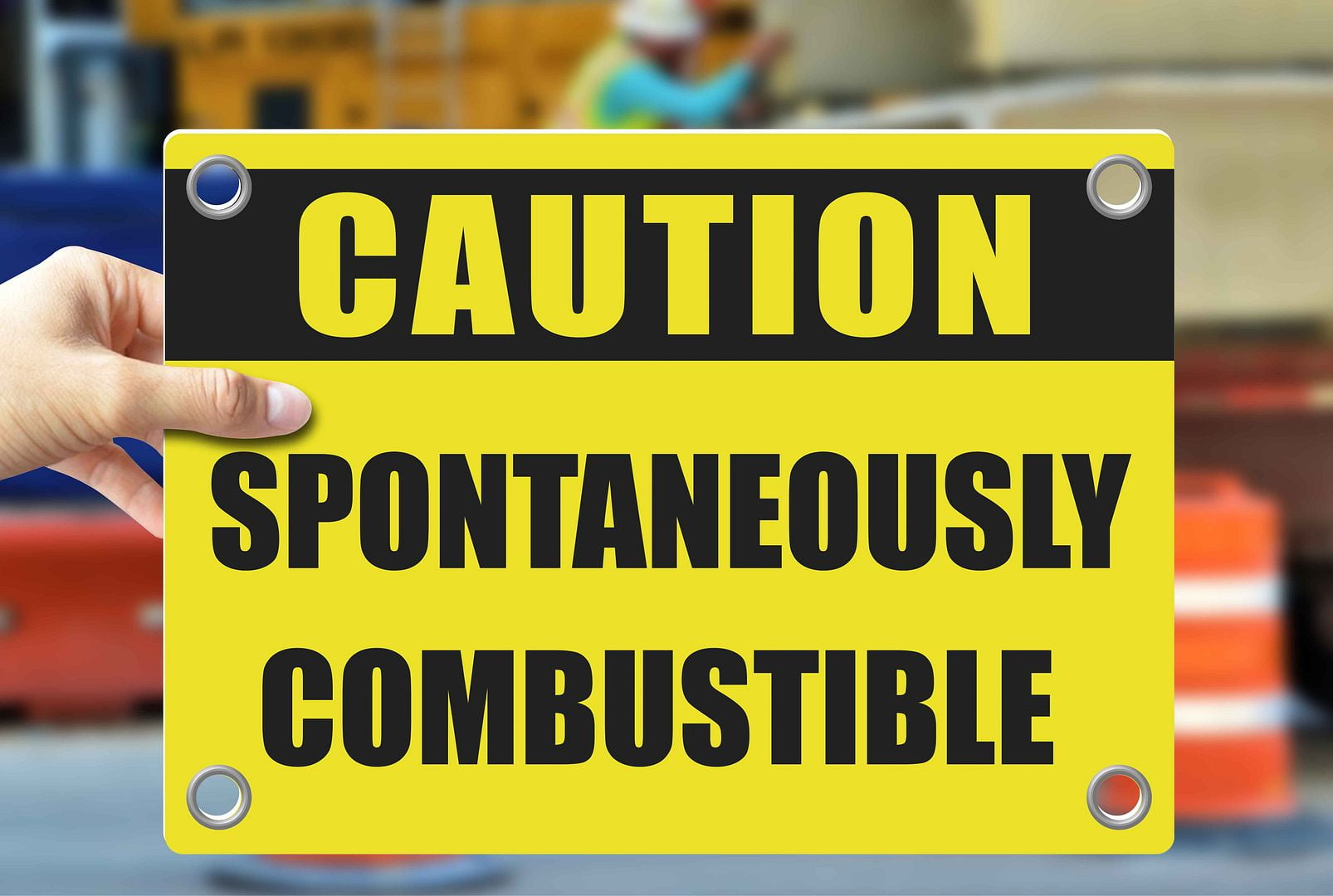 SPONTANEOUSLY COMBUSTIBLE | Warning Notice Caution Danger 3mm PVC Sign ...