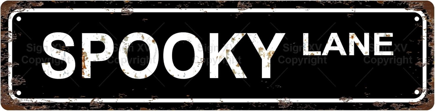 SPOOKY LANE Halloween Vintage Metal Tin Street Sign Bar Cafe Garage ...