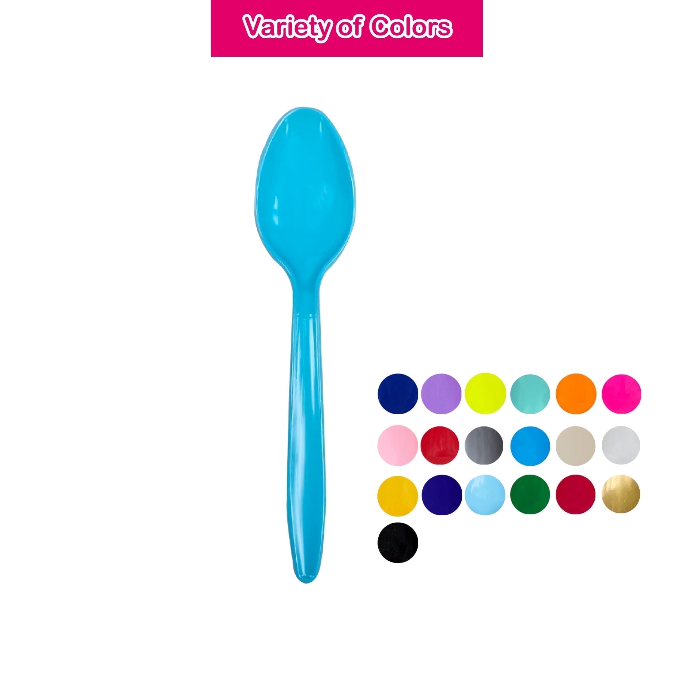 Olego Disposable Plastic Light Blue Spoons, 24 Count, (1 Pack ...