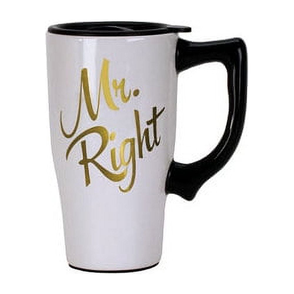 SPOONTIQUES 12764 16OZ CERAMIC TRAVEL MUG MR RIGHT - Walmart.com