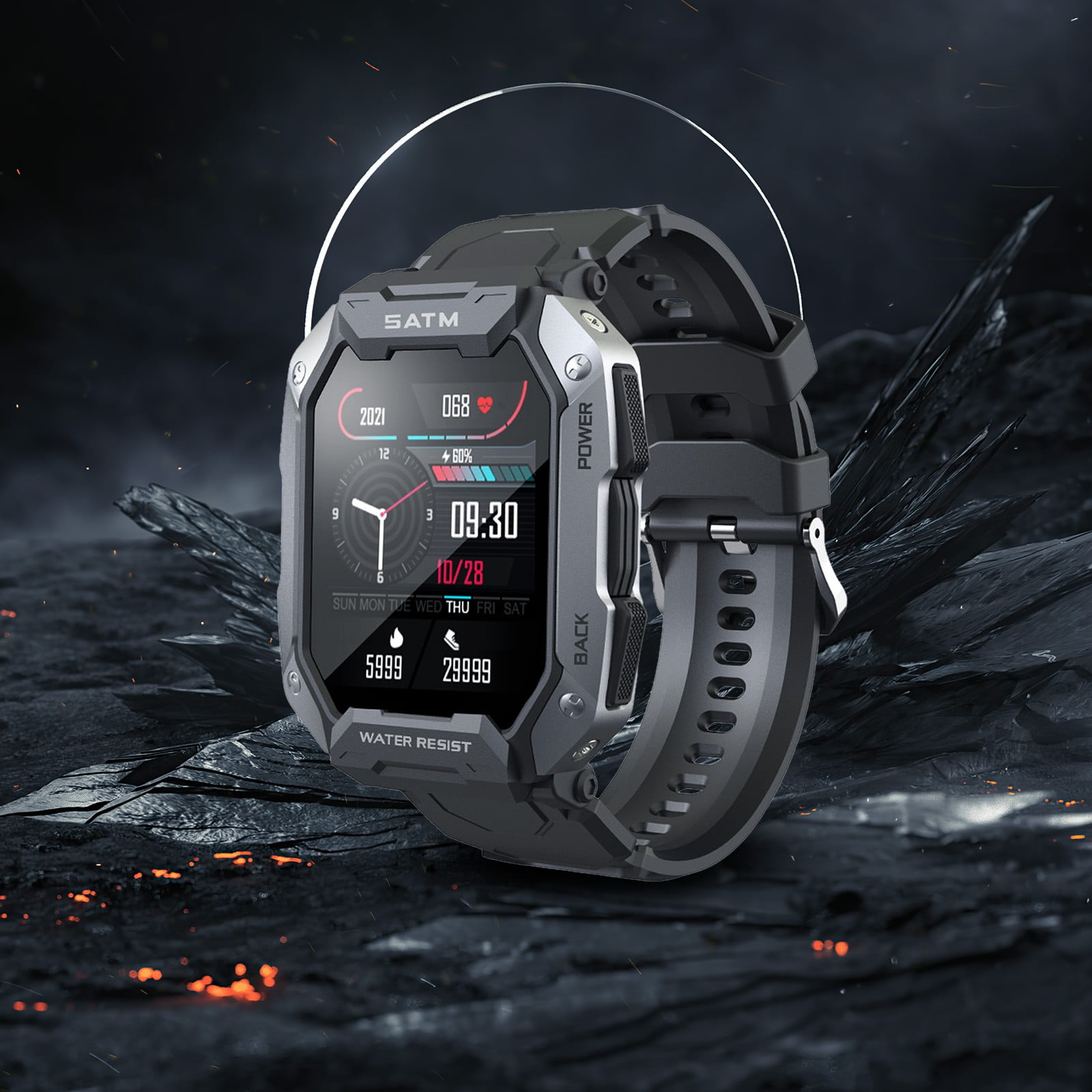 SPOORYYO 1.71 HD Color Screen Smartwatch, IP68 Waterproof, Bluetooth ...