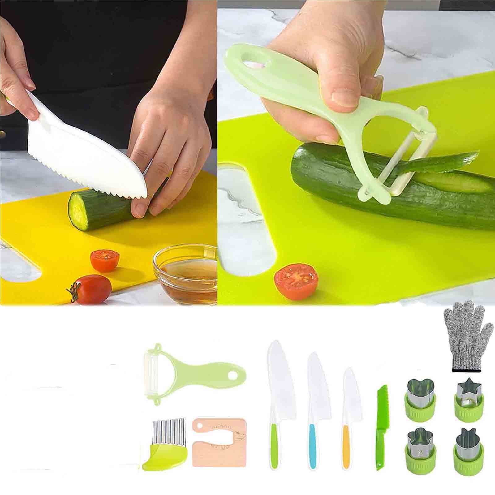 SPOORYYO 12PCS Toddler Knife Set - Non-Sharp Plastic Mini Chef Knives ...