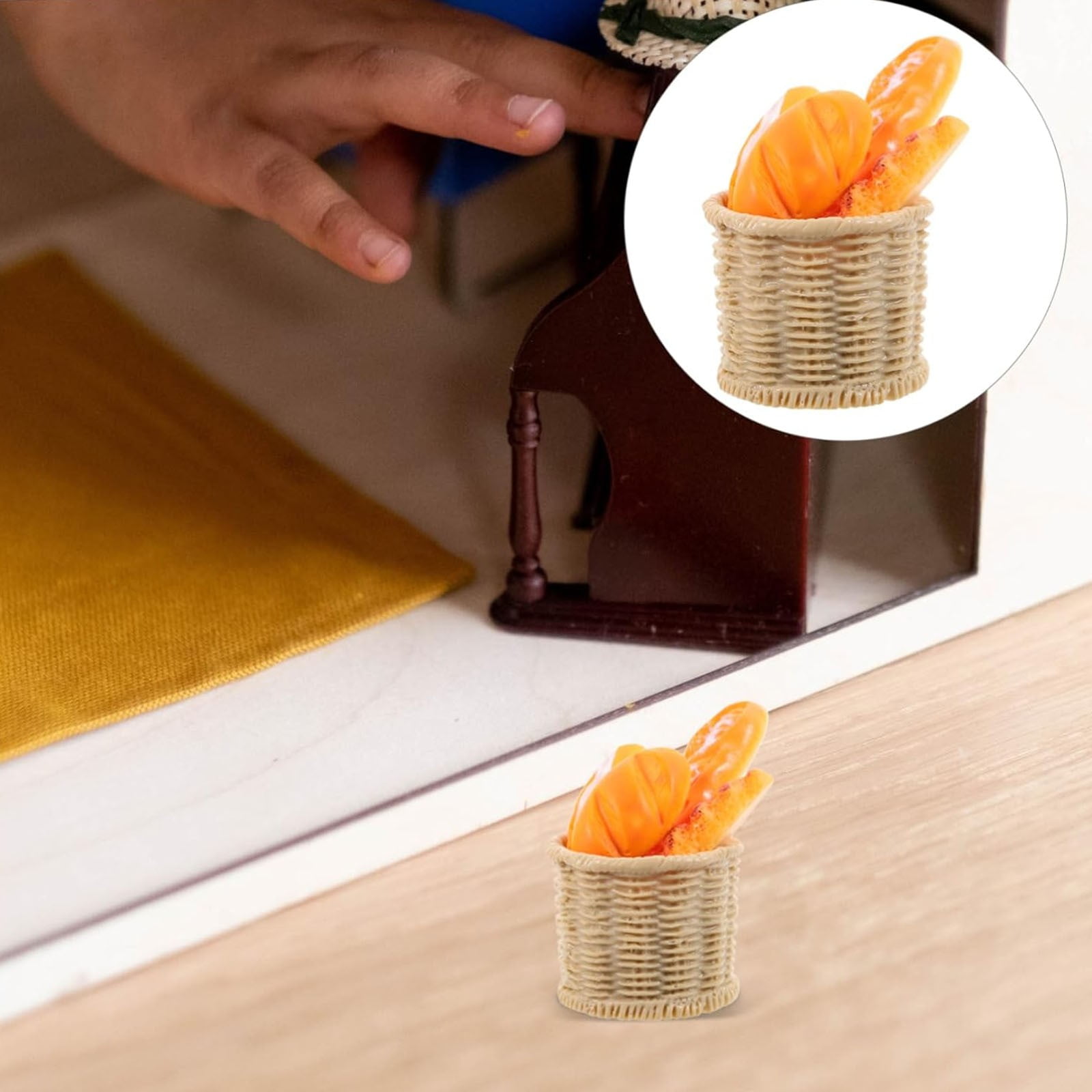 SPOORYYO 2 Sets Miniature Bread Model with Basket - Realistic Dollhouse ...