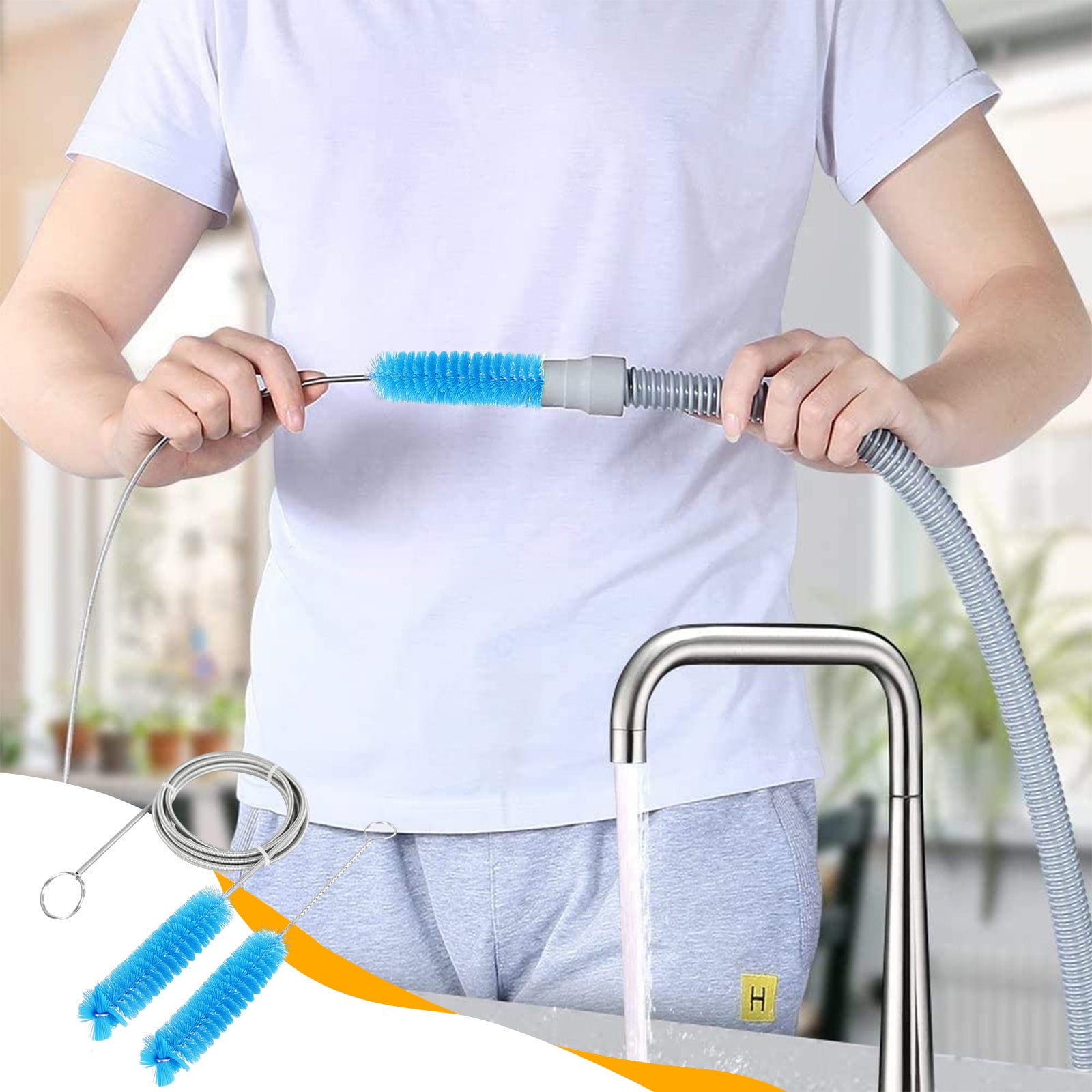 SPOORYYO 200cm Flexible Stainless Steel Tube Cleaning Brush Set - Slim ...