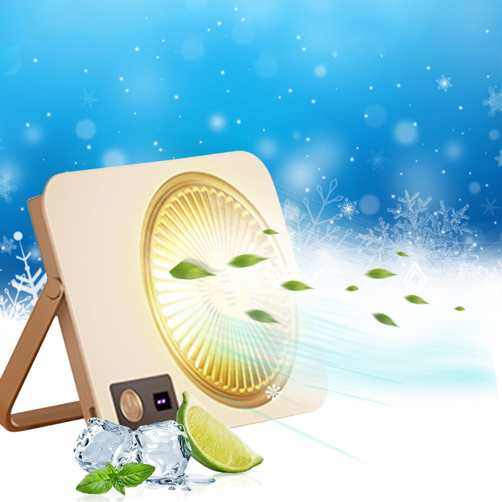 SPOORYYO 2025 Digital Desk Fan with Light, 5-Speed 1200mAh USB-C ...