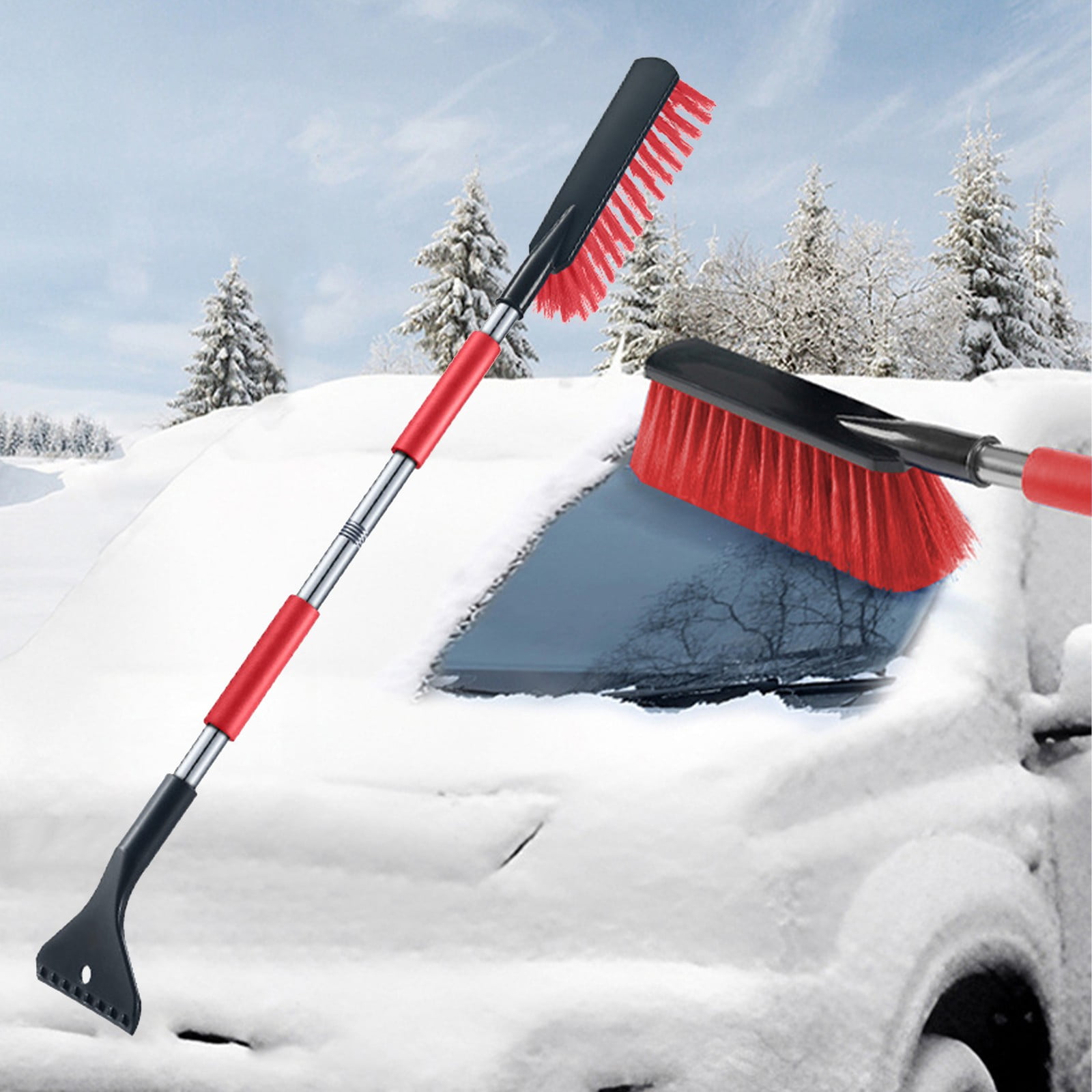SPOORYYO 2in1 Car Snow Ice Scraper Brush for SUV, Truck - Detachable 30 ...