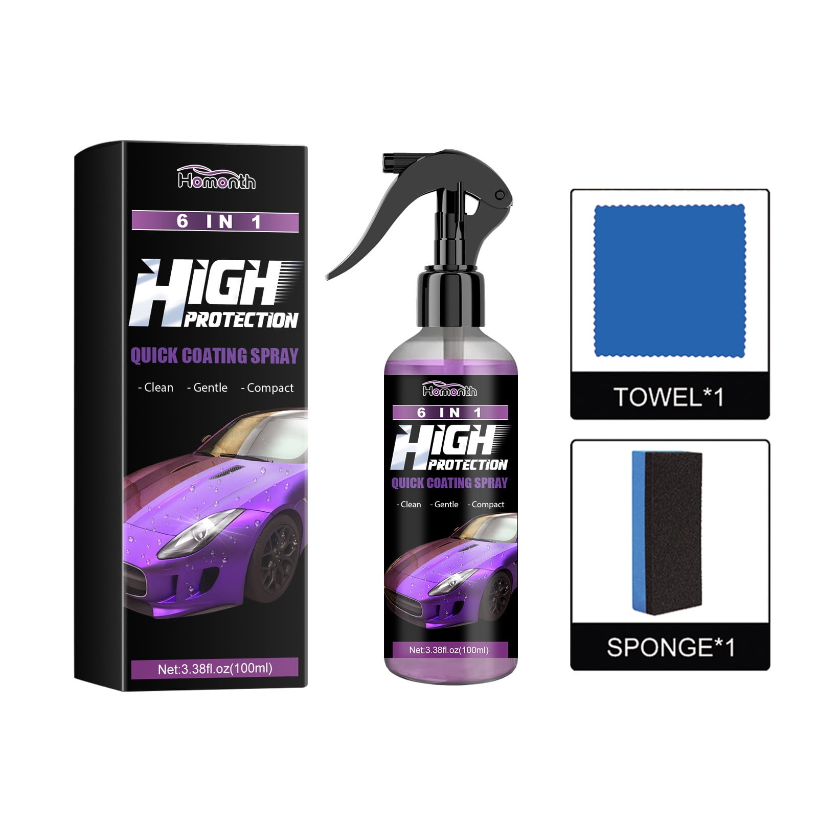 SPOORYYO 6-in-1 Car Protection Spray - Protects, Cleanses, and Enhances ...