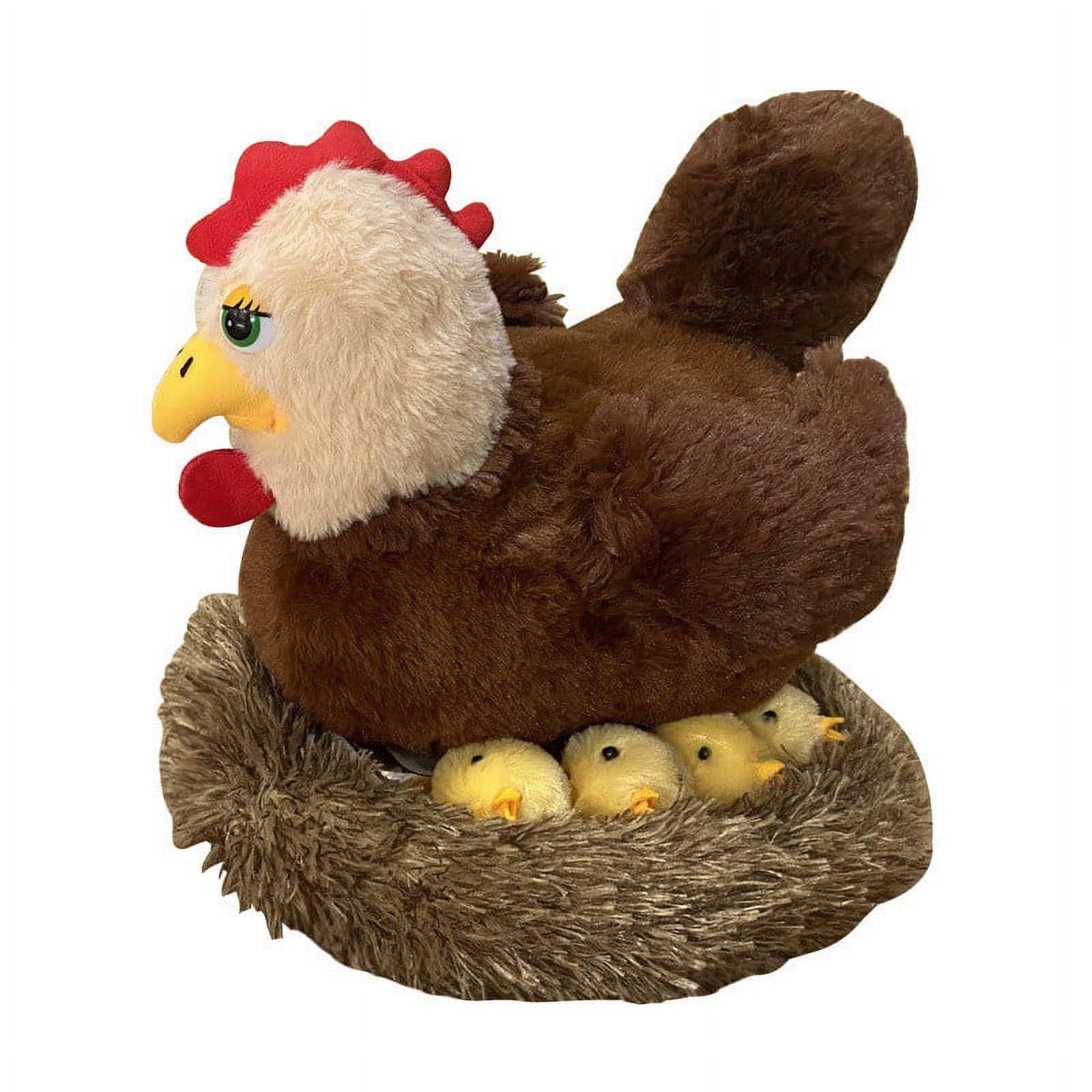 SPOORYYO 9.8-Inch Mommy Farm Hen Plush with 10 Baby Chicks and Henhouse ...