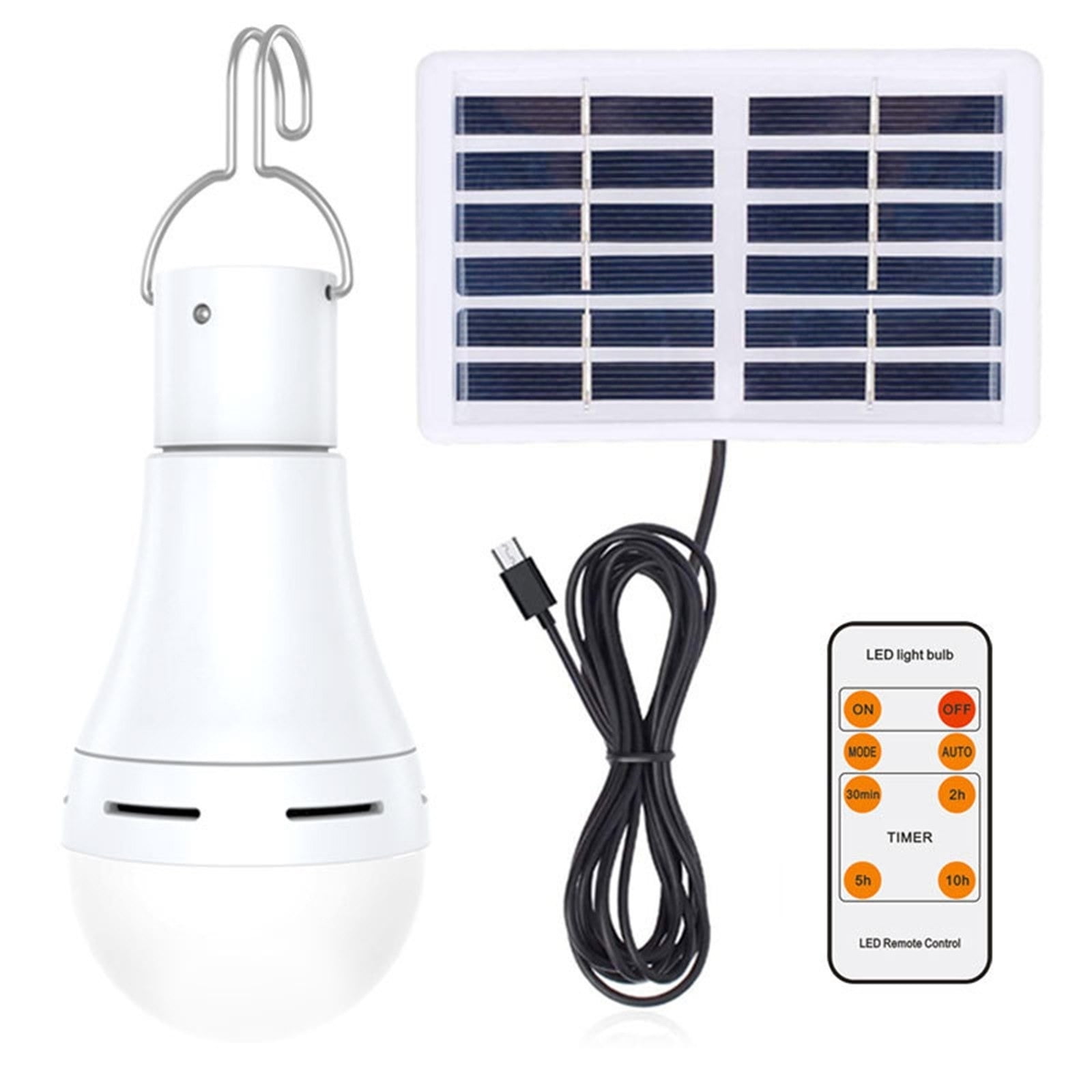 SPOORYYO 9W Solar-Powered LED Bulb with 1800mAh Battery for Indoor ...