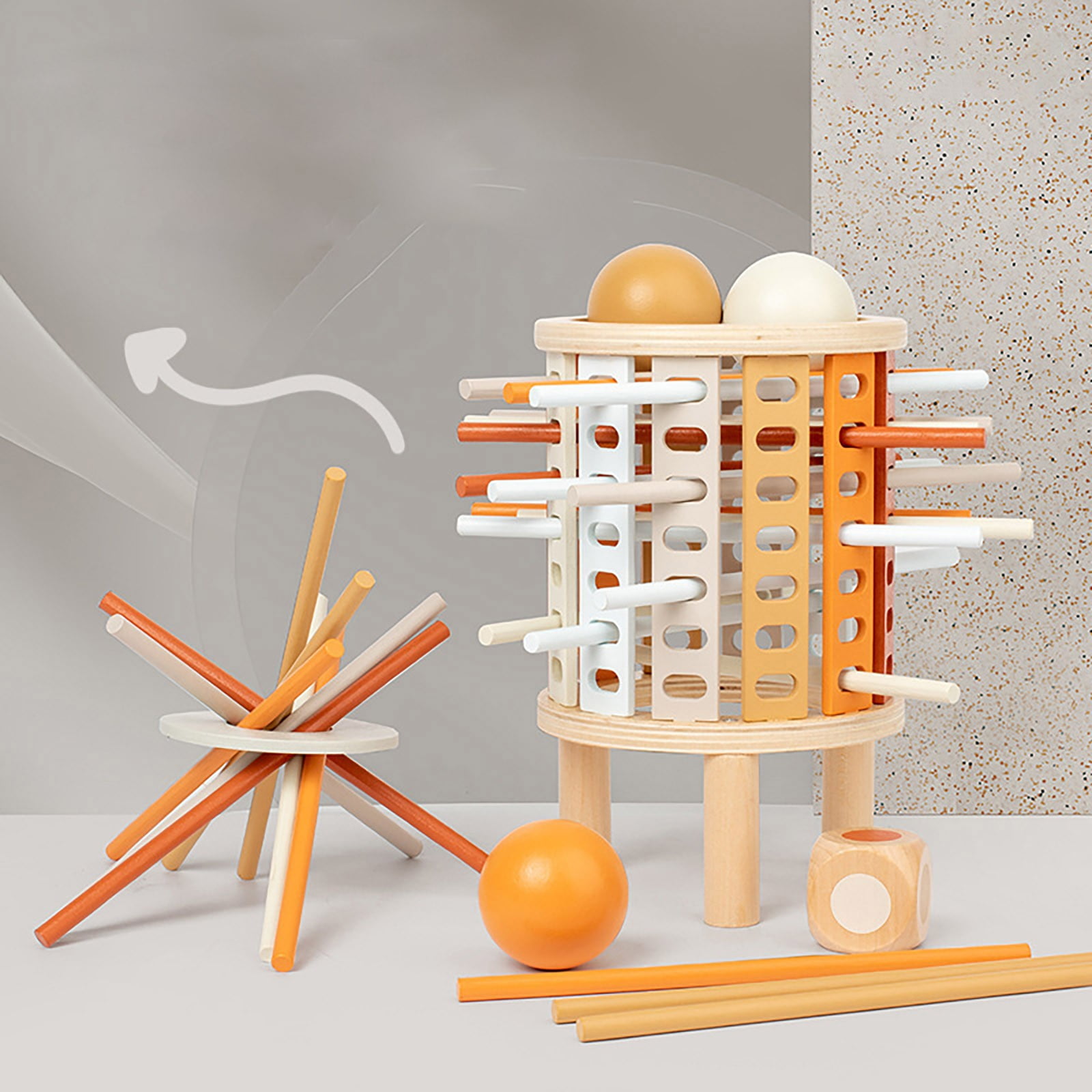 SPOORYYO Children's Wooden Dice & Sticks Puzzle Toy - Hand-Eye ...