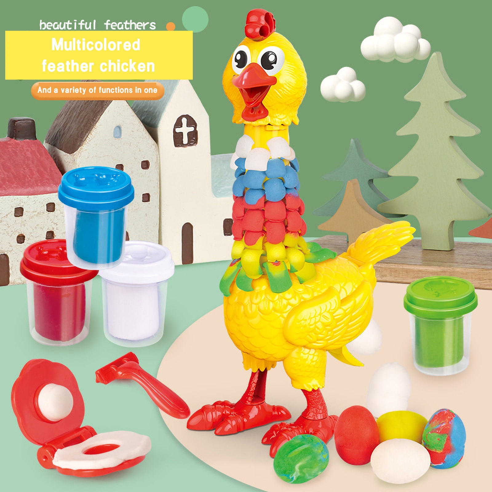 SPOORYYO Colorful DIY Chicken Laying Toy Set with 12 Color Polymer Clay ...
