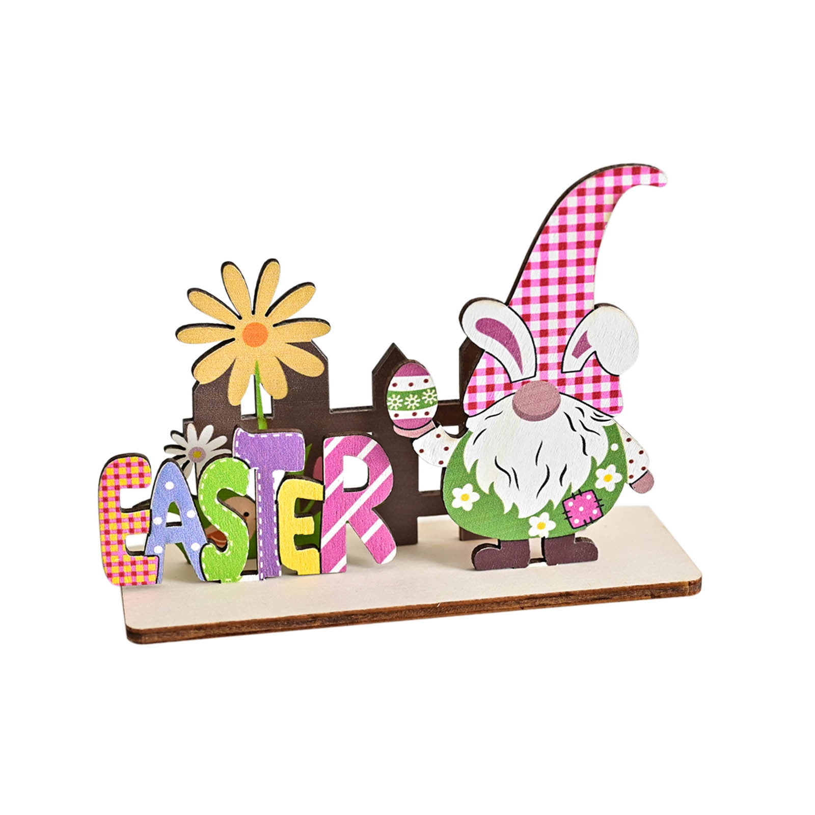 SPOORYYO Colorful Easter Rabbit Wooden Puzzle Ornament - DIY Three ...